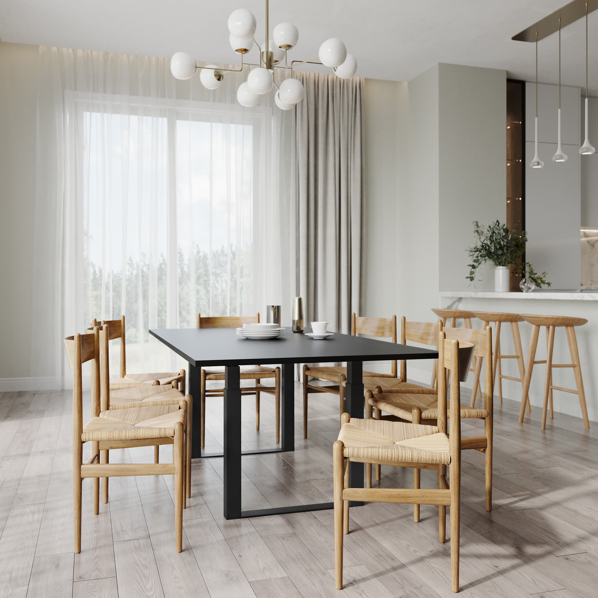 Height-adjustable dining table frame (electric) | Standing dining table ...